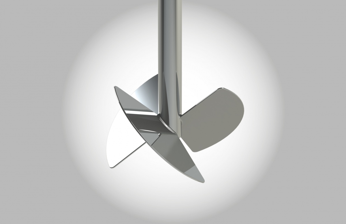 Elephant-eared impeller for agitator - high hydraulic bearing capacity